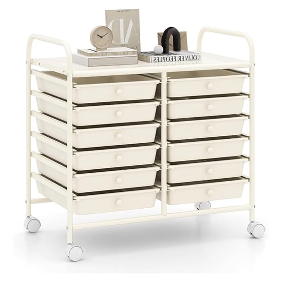 12-Drawer Rolling Storage Cart, Mobile Utility Cart with Wheels ...