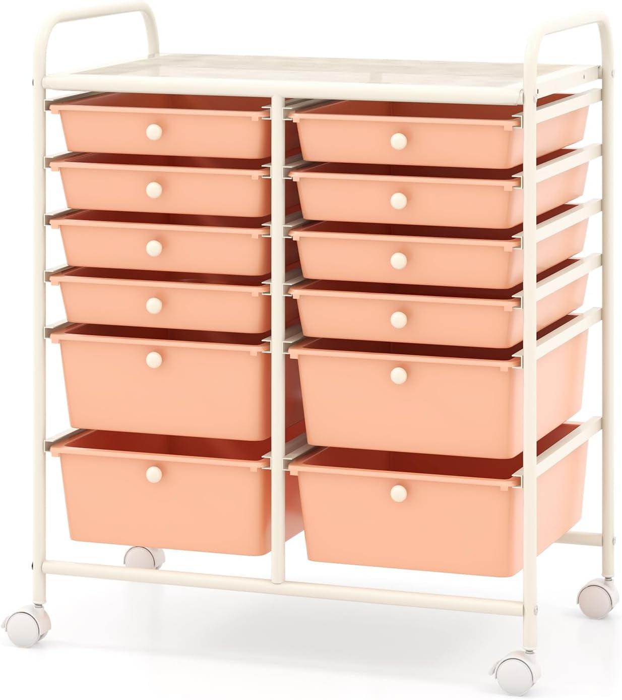 12-Drawer Rolling Storage Cart, Moveable Art Craft Organizer W/Lockable ...