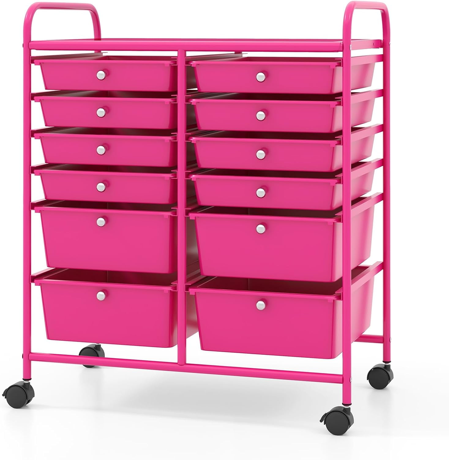 12-Drawer Rolling Storage Cart, Moveable Art Craft Organizer W/Lockable ...