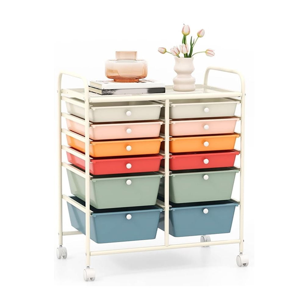 12-Drawer Rolling Storage Cart, Multipurpose Organizer Cart with ...
