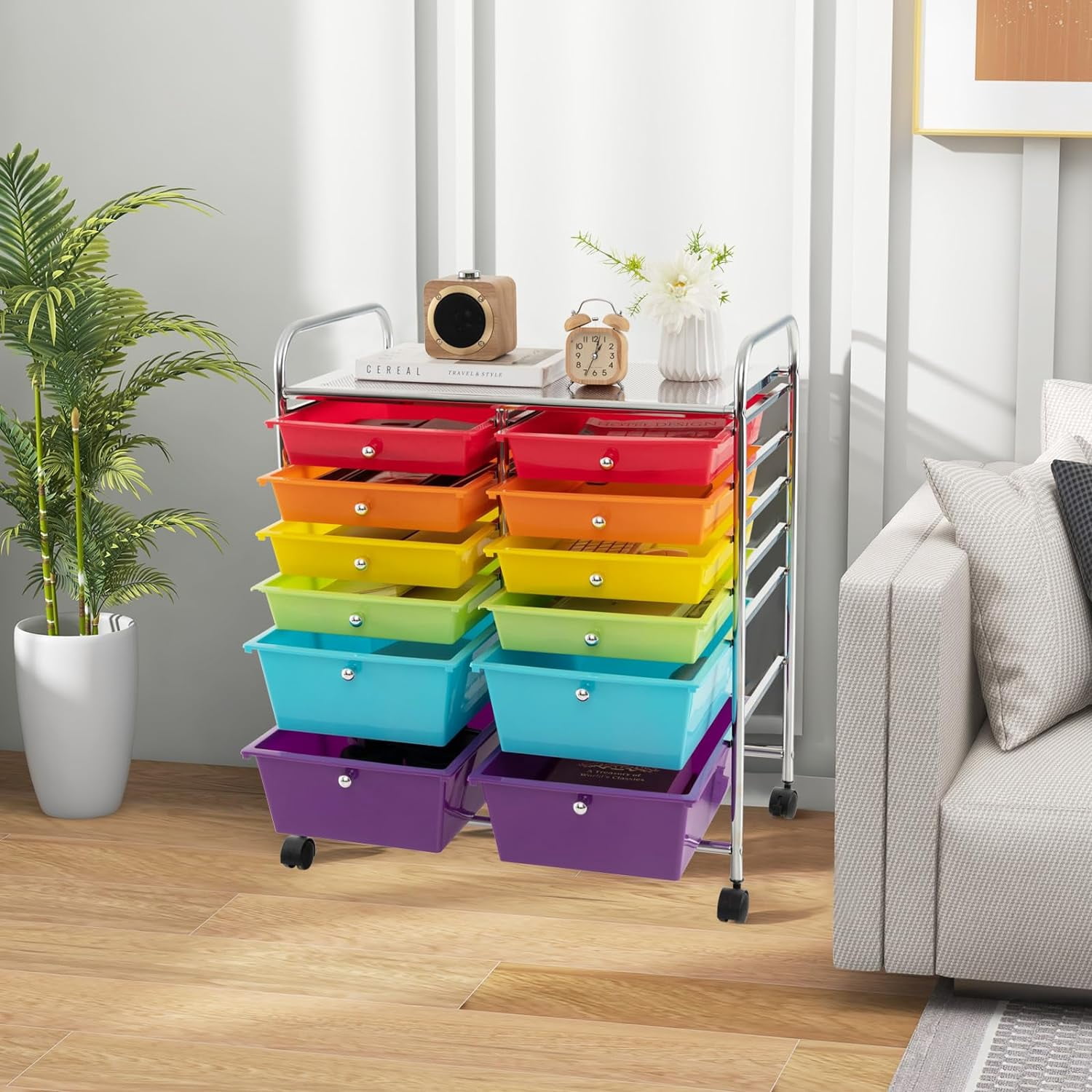 12-Drawer Rolling Storage Cart, Multipurpose Organizer Cart for Home ...