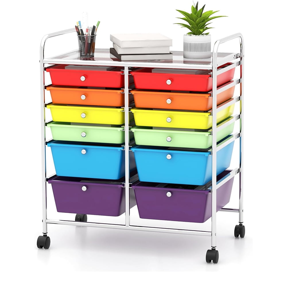 Mobile 12-Drawer Storage Cart, Multipurpose Rolling Organizer for ...