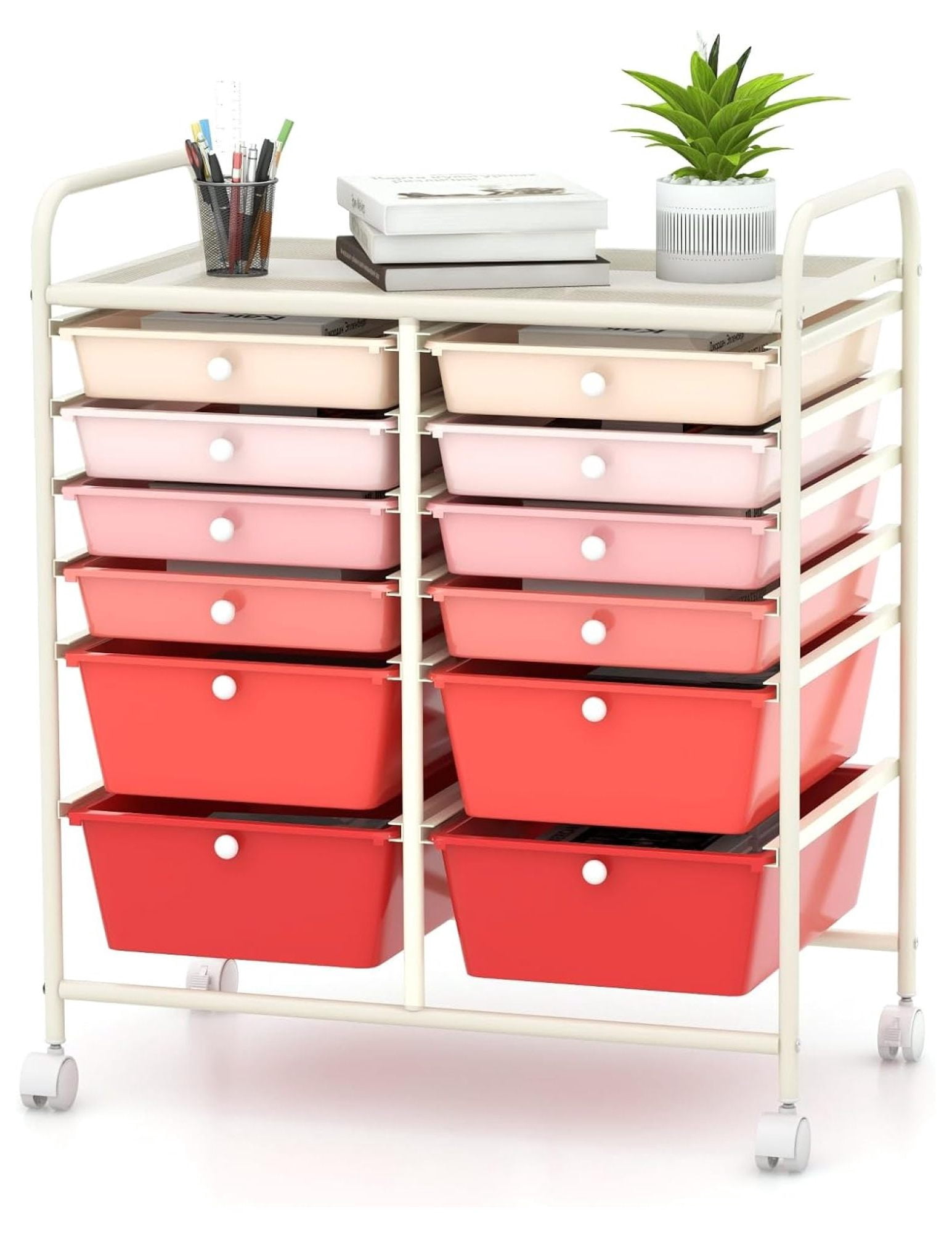 12-Drawer Rolling Storage Cart, Multipurpose Organizer Cart for Home ...