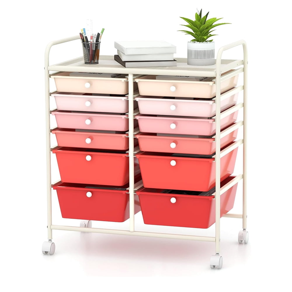 12-Drawer Rolling Storage Cart Organizer, Multipurpose Mobile Utility ...