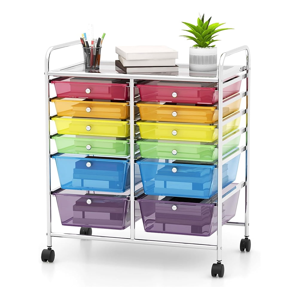 12-Drawer Mobile Storage Cart, Rolling Utility Organizer with Wheels ...