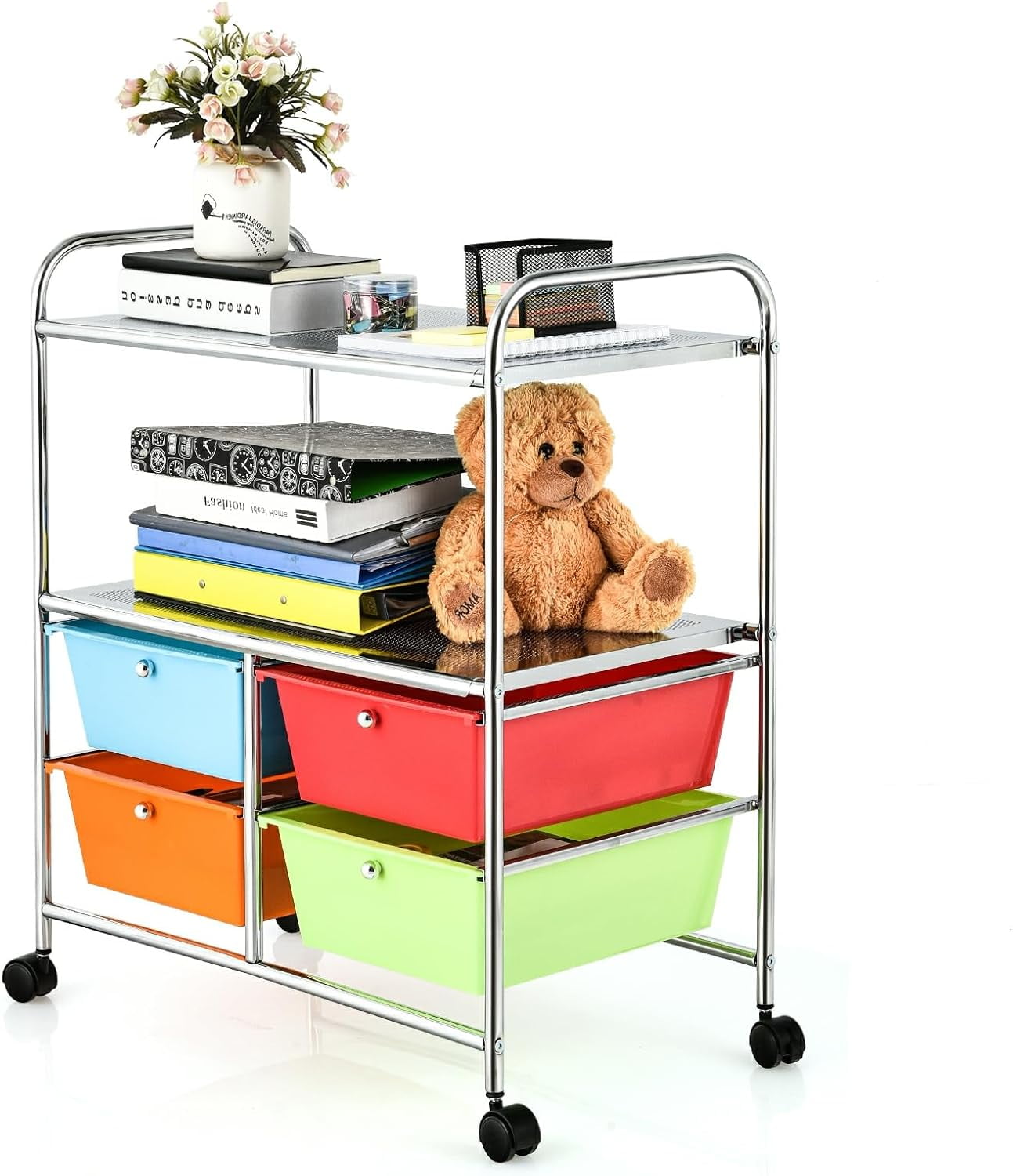 12-Drawer Rolling Storage Cart - Utility Cart on Wheels with Lockable ...