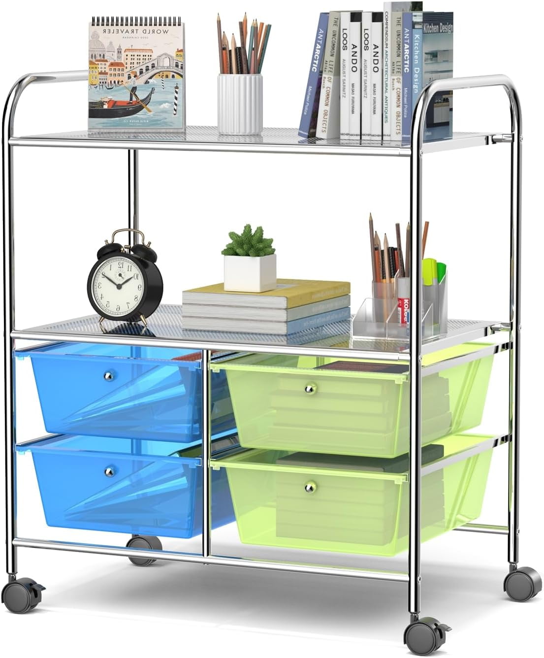 12-Drawer Rolling Storage Cart - Utility Cart on Wheels with Lockable ...