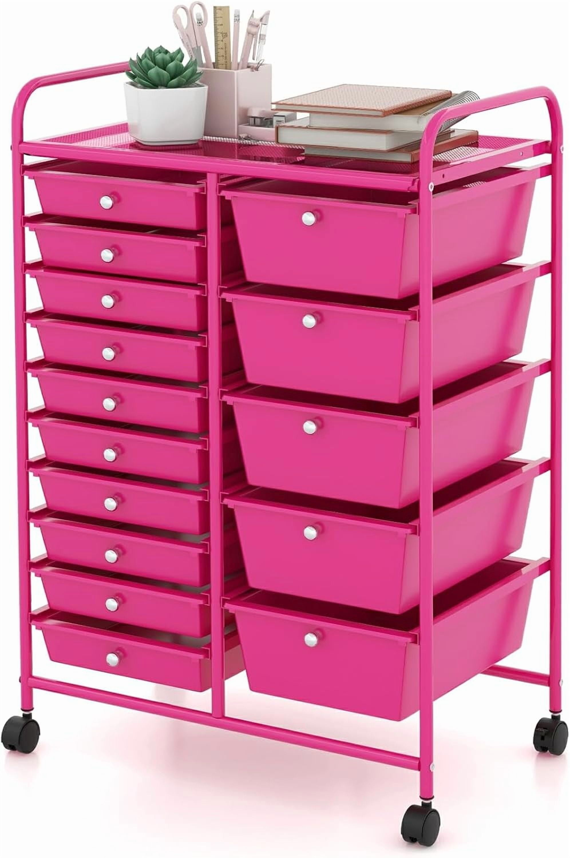 12-Drawer Rolling Storage Cart - Utility Cart on Wheels with Lockable ...