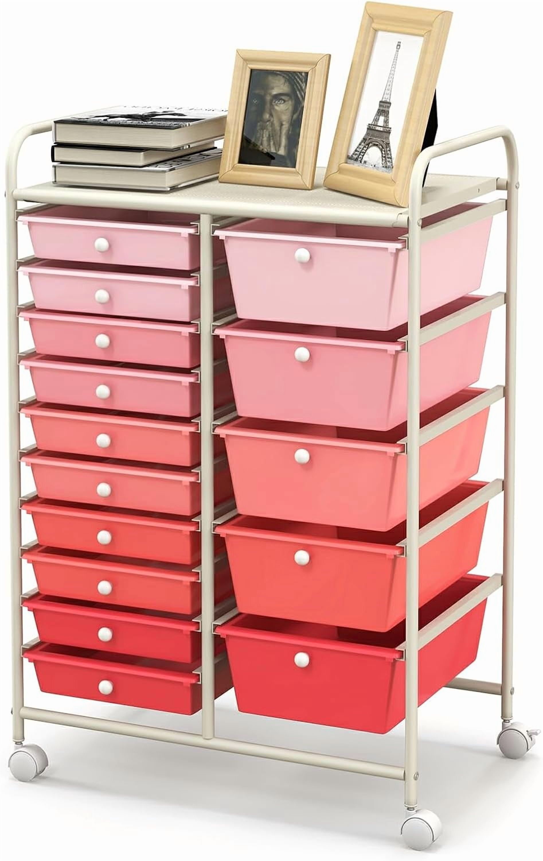 12-Drawer Rolling Storage Cart - Utility Cart on Wheels with Lockable ...