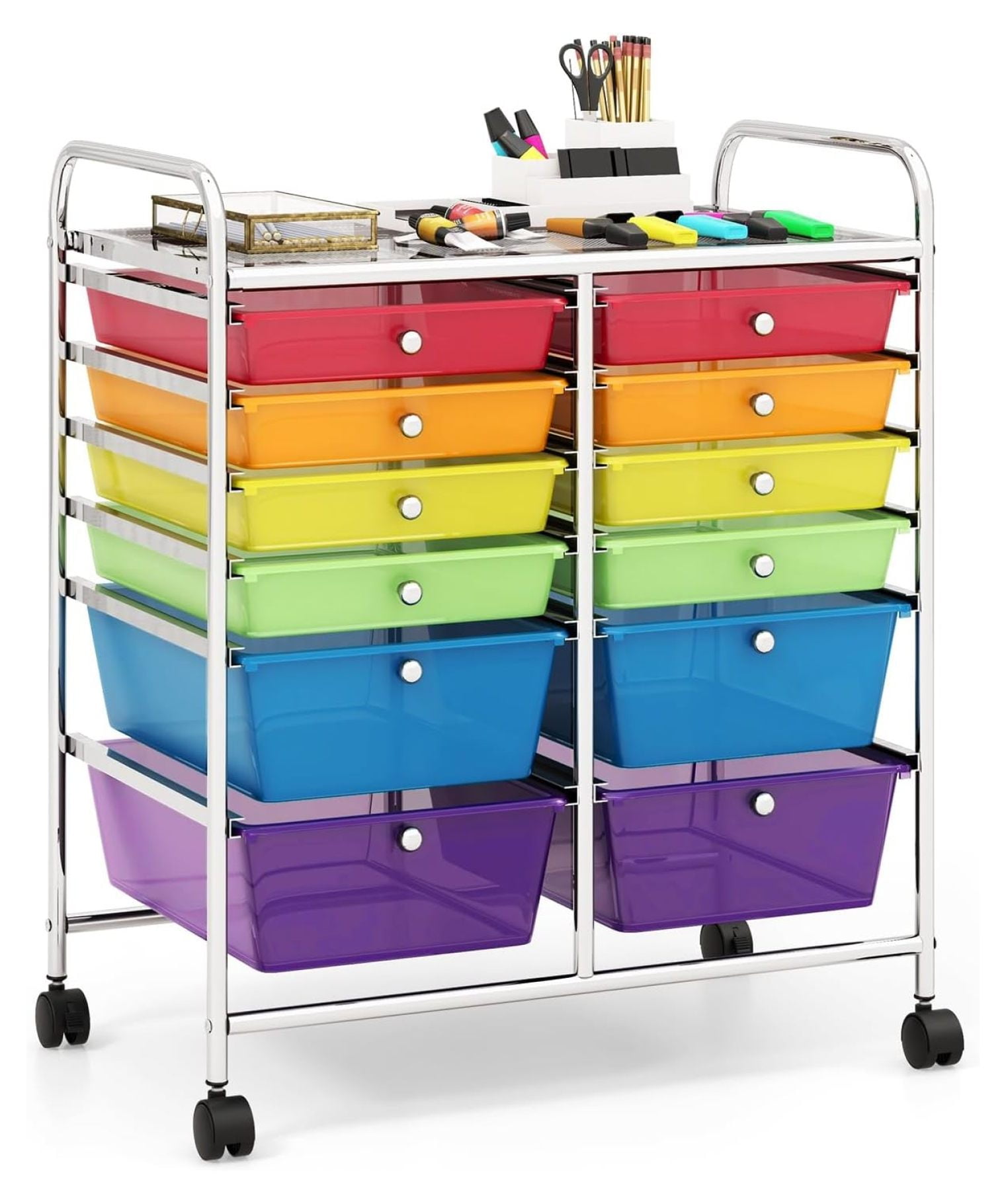 12 Drawer Rolling Storage Cart, Utility Cart with Wheels - Mobile ...