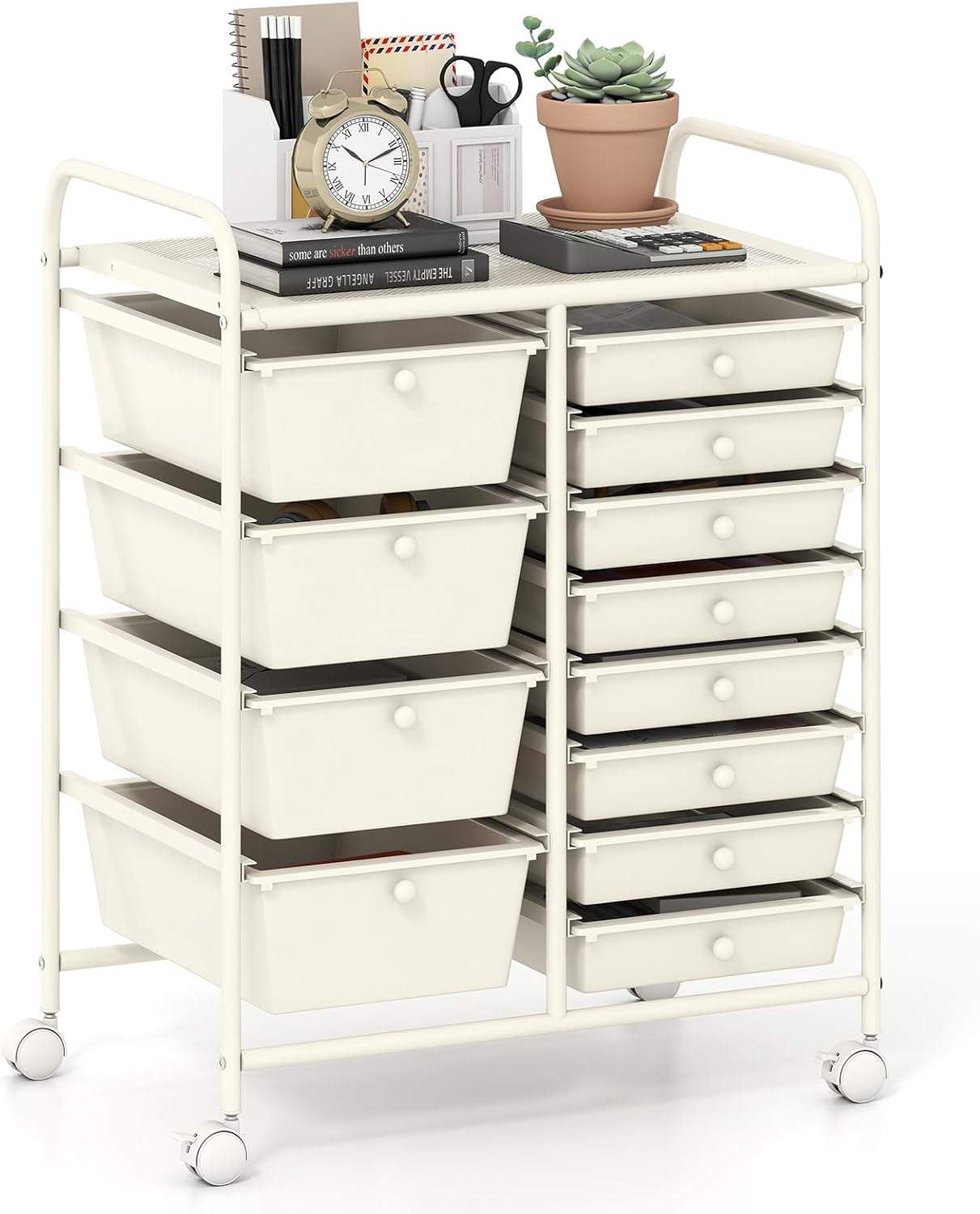 12-Drawer Rolling Storage Cart with Removable Drawers, Lockable Wheels ...