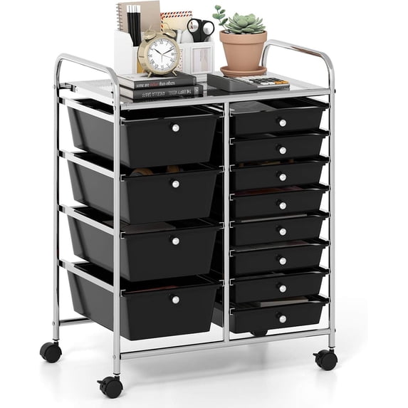 12-Drawer Rolling Storage Cart with Removable Drawers, Lockable Wheels ...