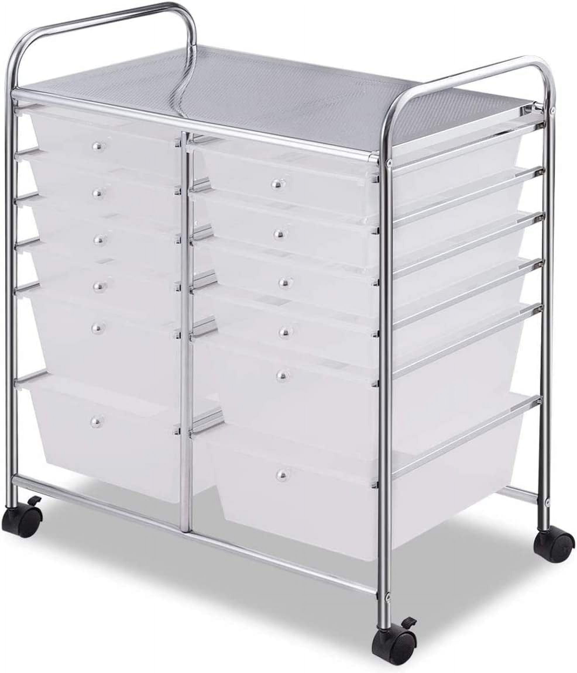12-Drawer Storage Cart, 12 Drawer Trolley, Rolling Organizer Cart ...