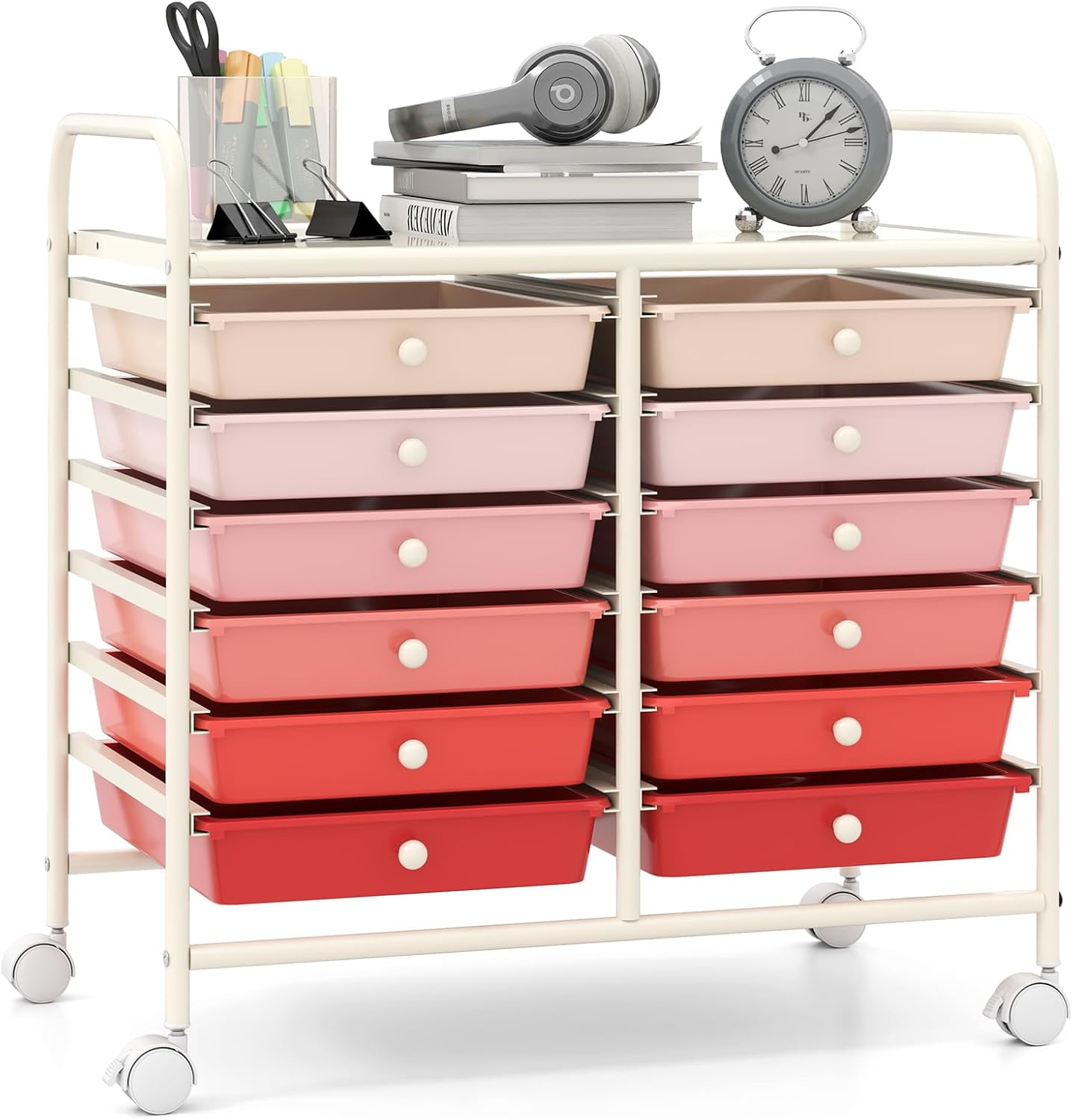 12 Drawers Rolling Cart, Mobile Storage Drawer Cart, Classroom ...