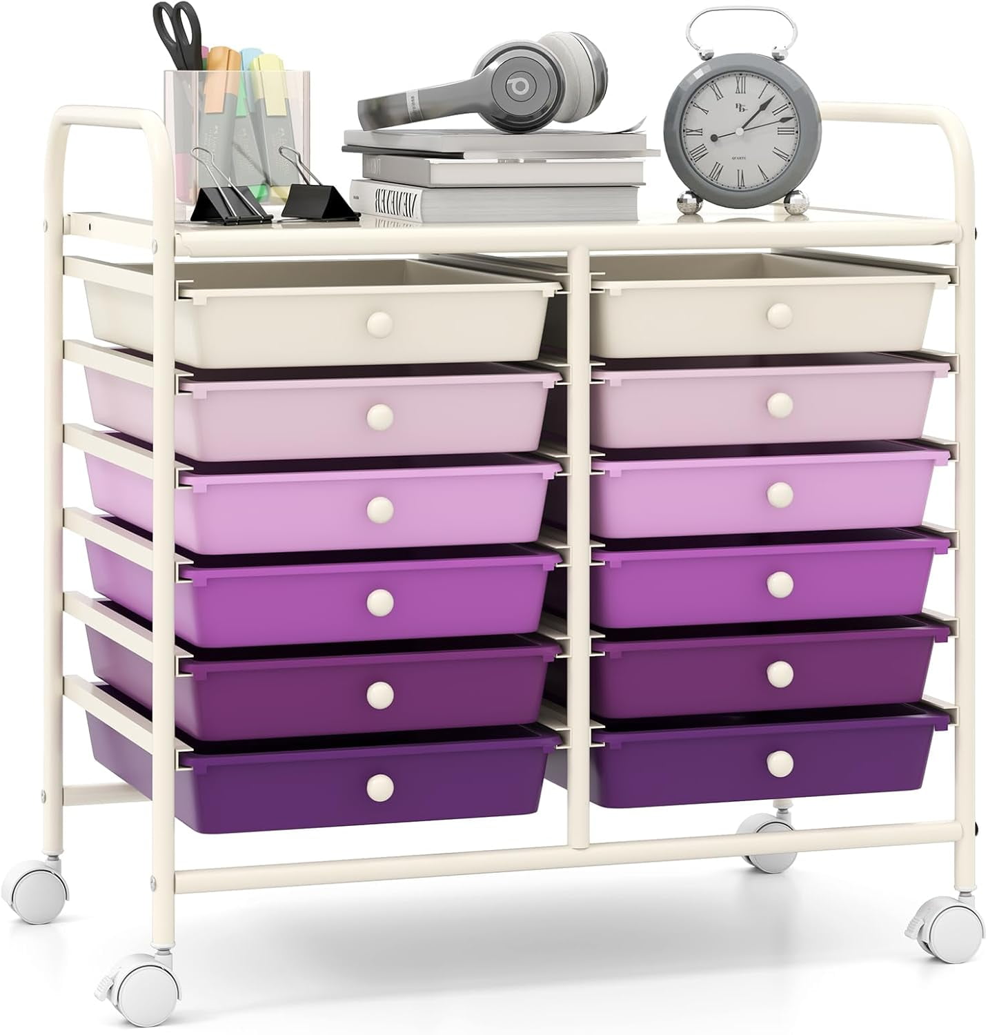 12 Drawers Rolling Cart, Mobile Storage Drawer Cart, Classroom ...