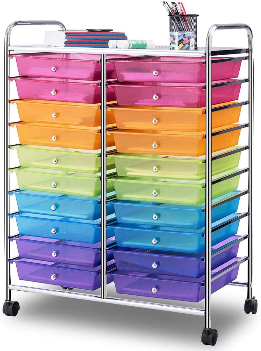12 Drawers Rolling Cart, Mobile Storage Drawer Cart, Classroom ...