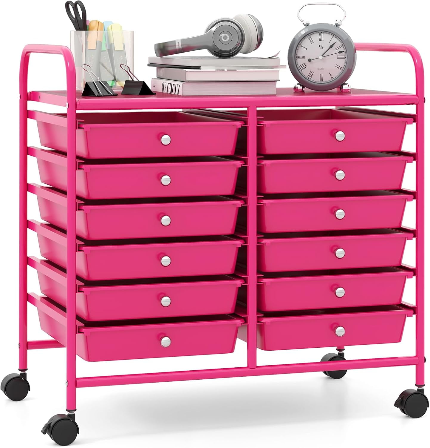 12 Drawers Rolling Cart, Mobile Storage Drawer Cart, Classroom ...