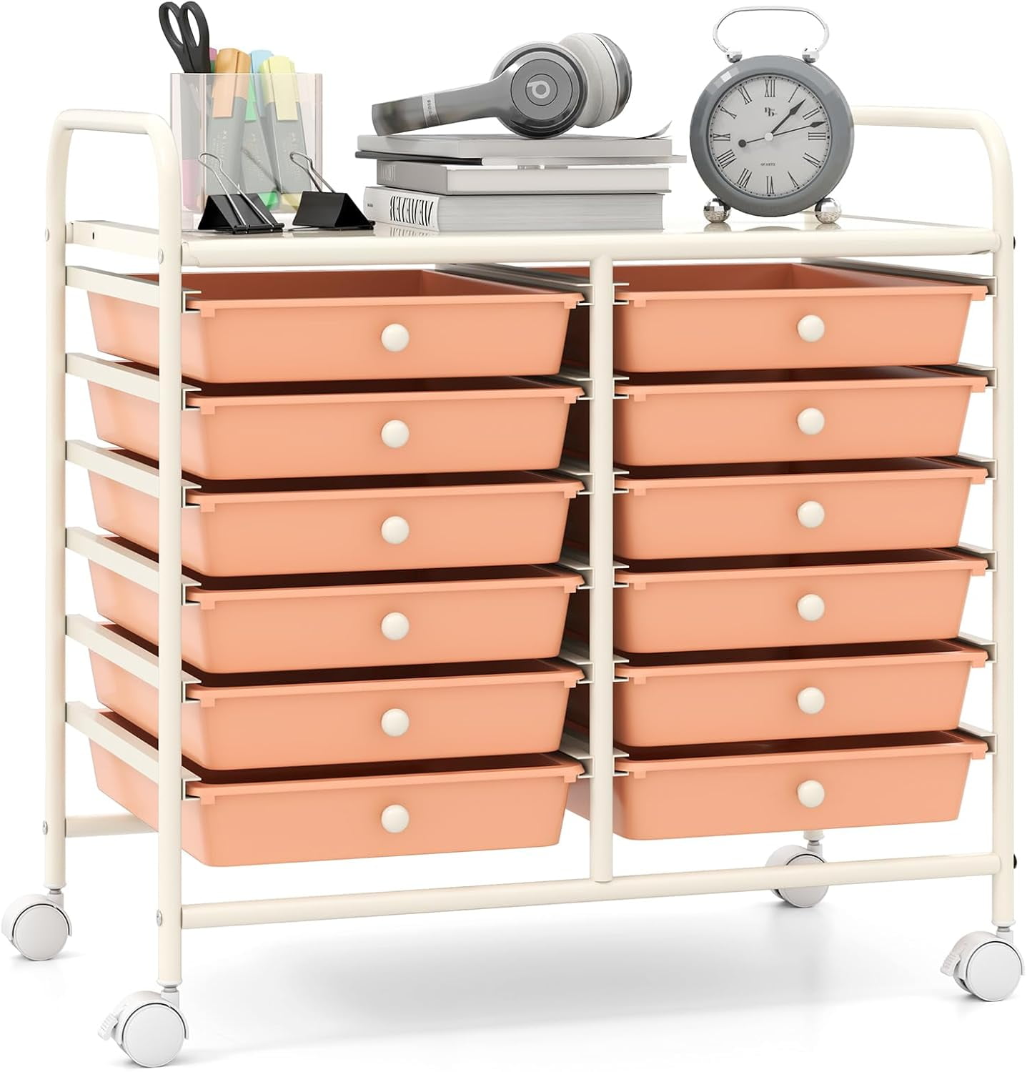 12 Drawers Rolling Cart, Mobile Storage Drawer Cart, Classroom ...
