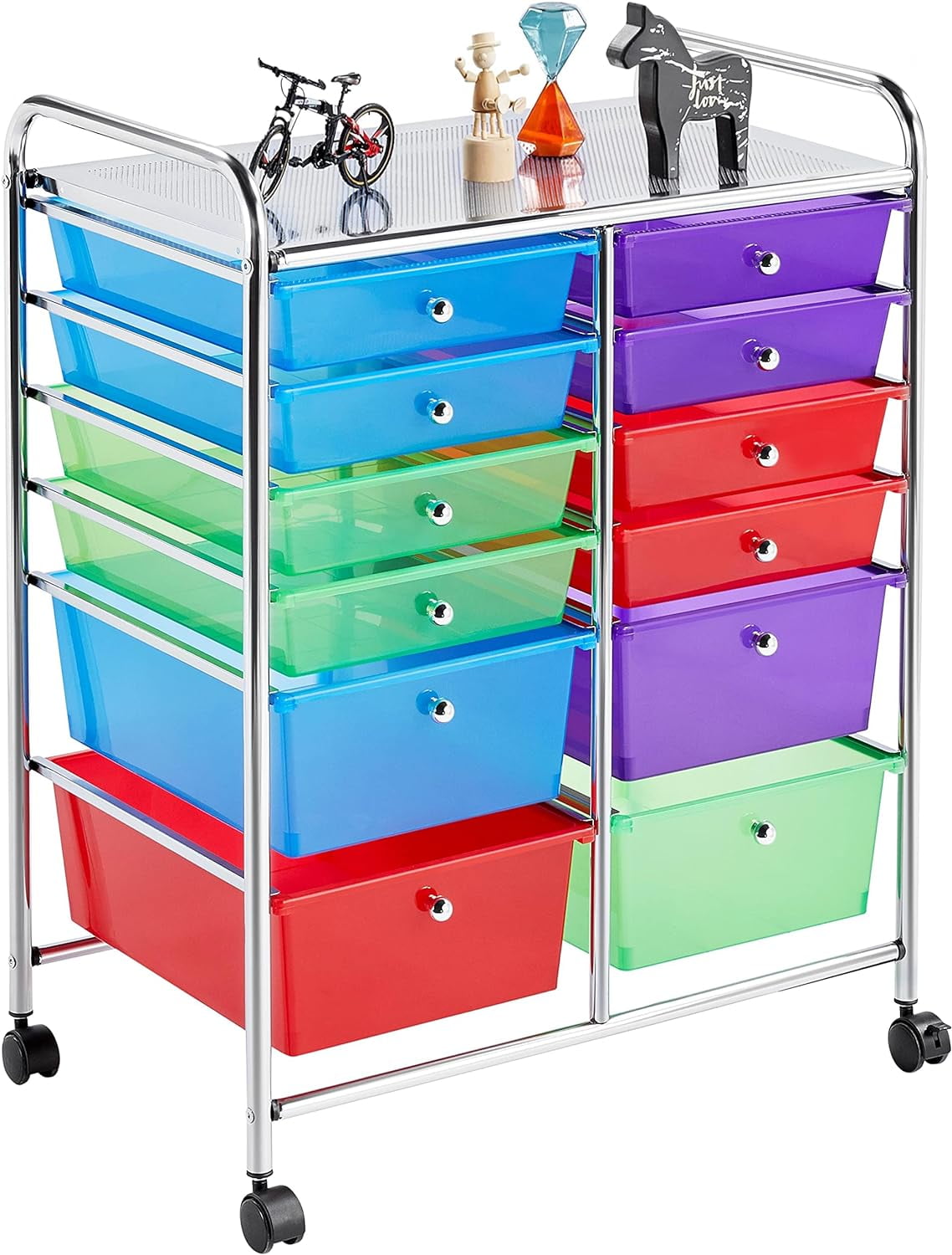 12 Drawers Rolling Storage Cart Multipurpose Movable Organizer Cart ...