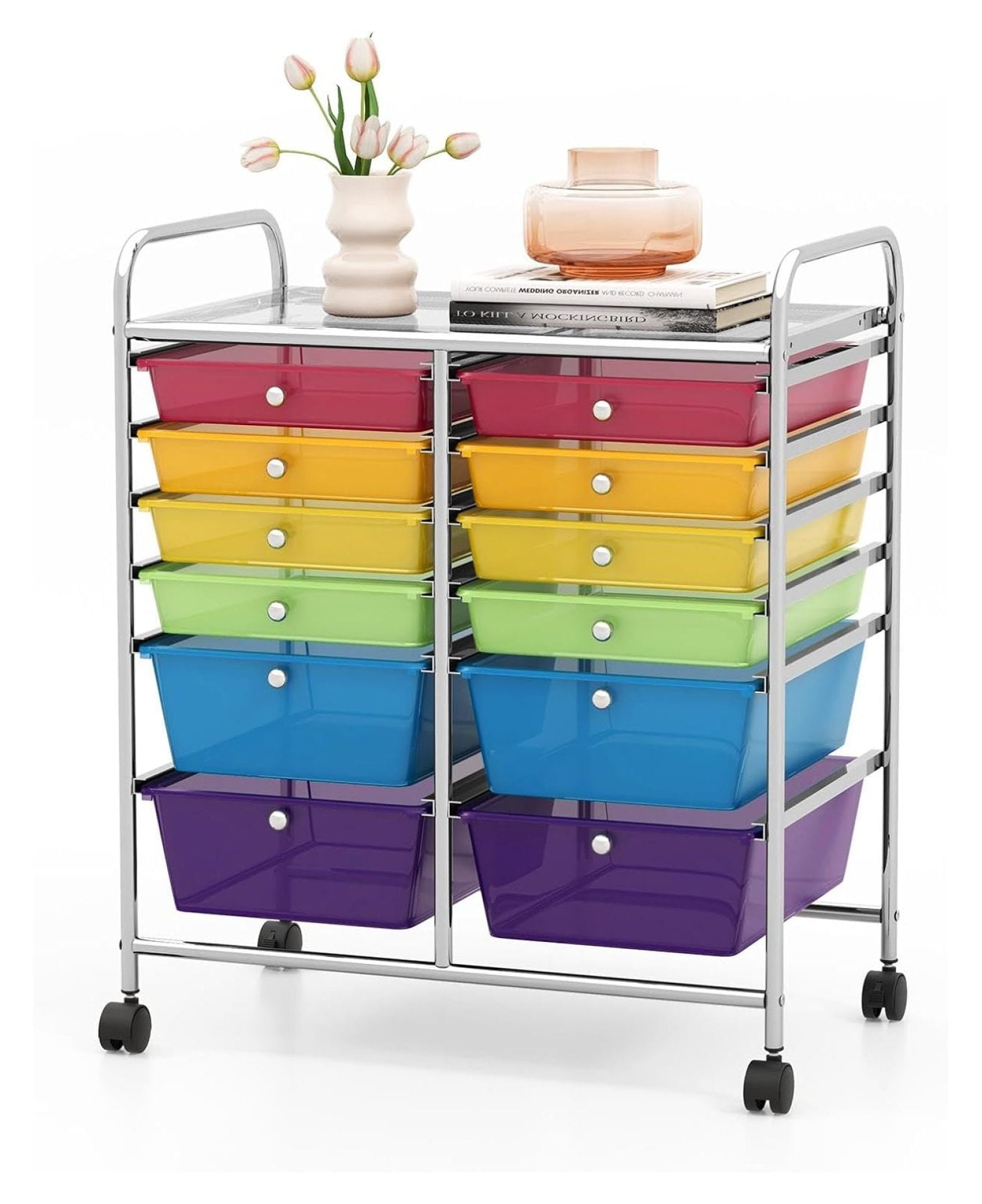 12 Drawers Rolling Storage Cart, Multipurpose Storage Organizer Cart ...