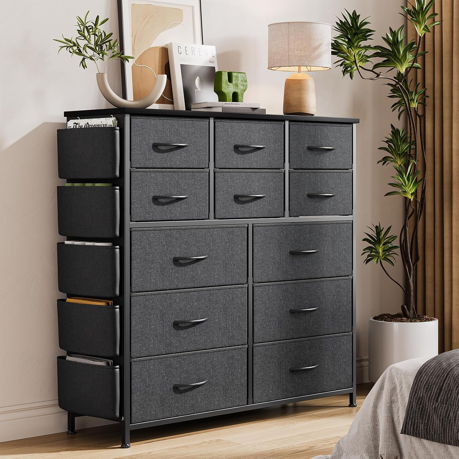 12 Dresser for Bedroom, Chest of Drawers for Bedroom with Side Pockets ...