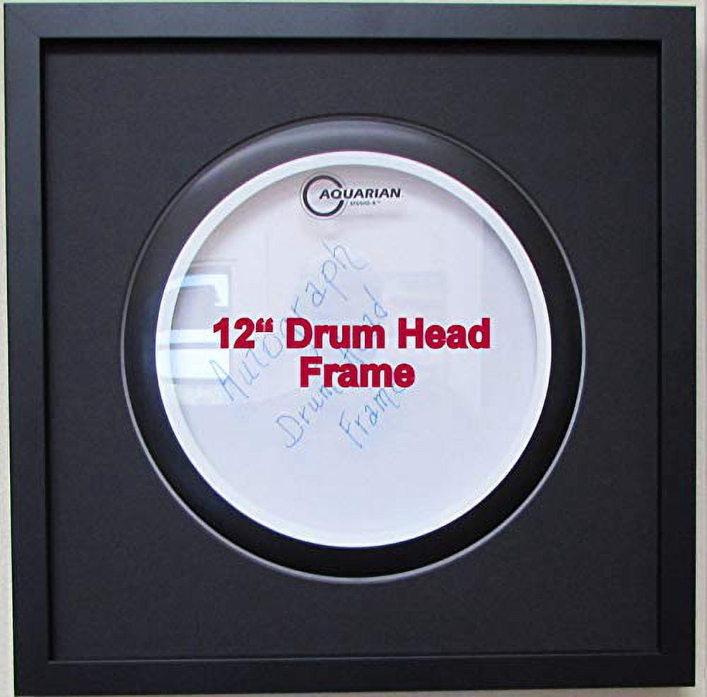 12" Drum Head Display Frame Set Black Frame Easy Mount (Black Matting ...