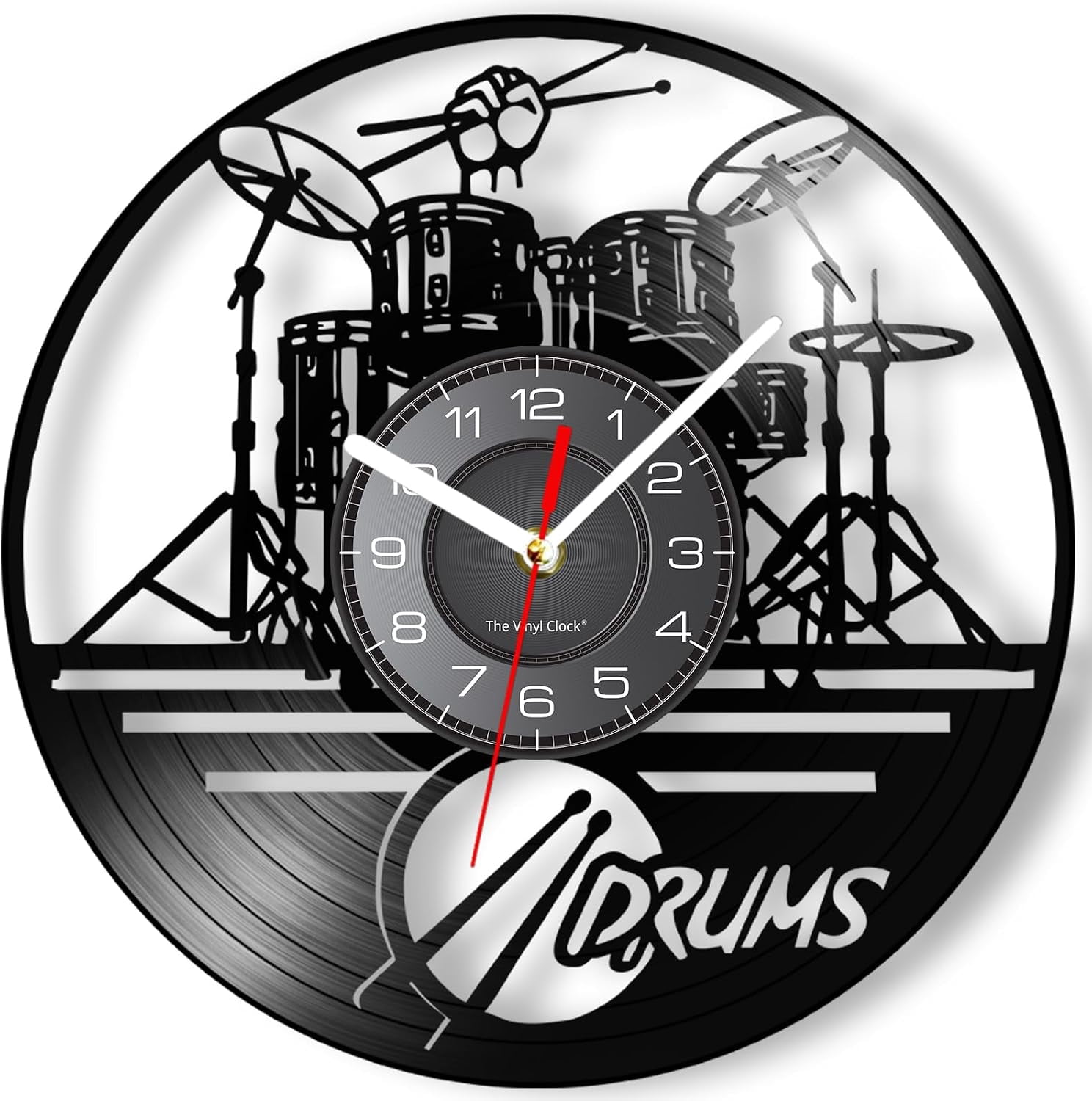 12'' Drum Set Clock, Drummer Gifts for Men Drummer Wall Clock Silent ...