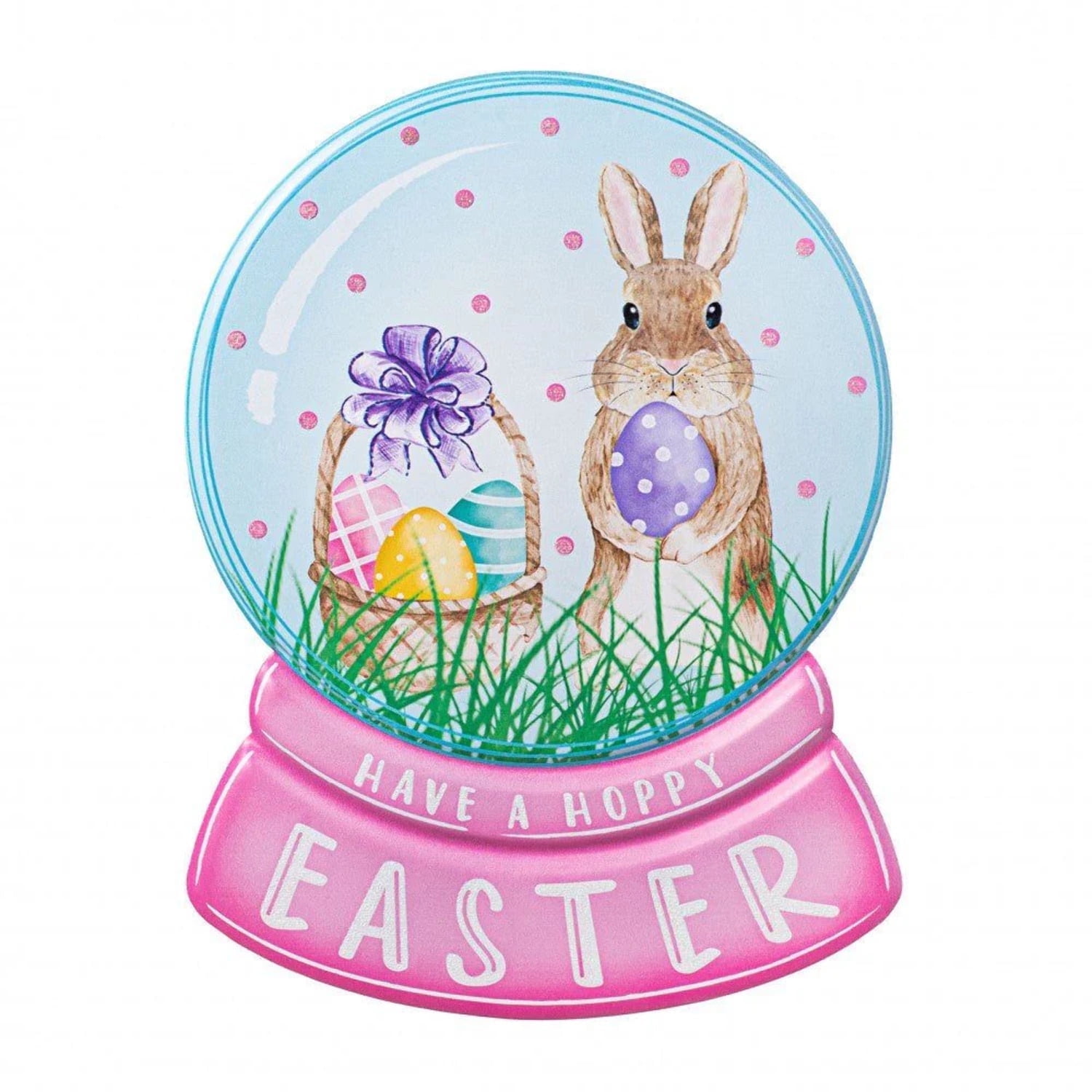 Craig Bachman 12 Inch Easter Bunny Snow Metal Globe Sign - Walmart.com