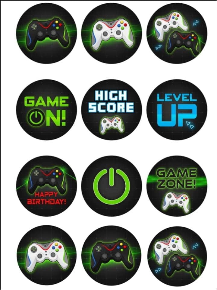 12 Edible Gamer Cupcake toppers, Gaming Edible Image toppers, 1.8" each ...