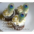 12 Edible Wafer Paper Peacock Feathers Cake Or Cupcake Topper, Cake ...