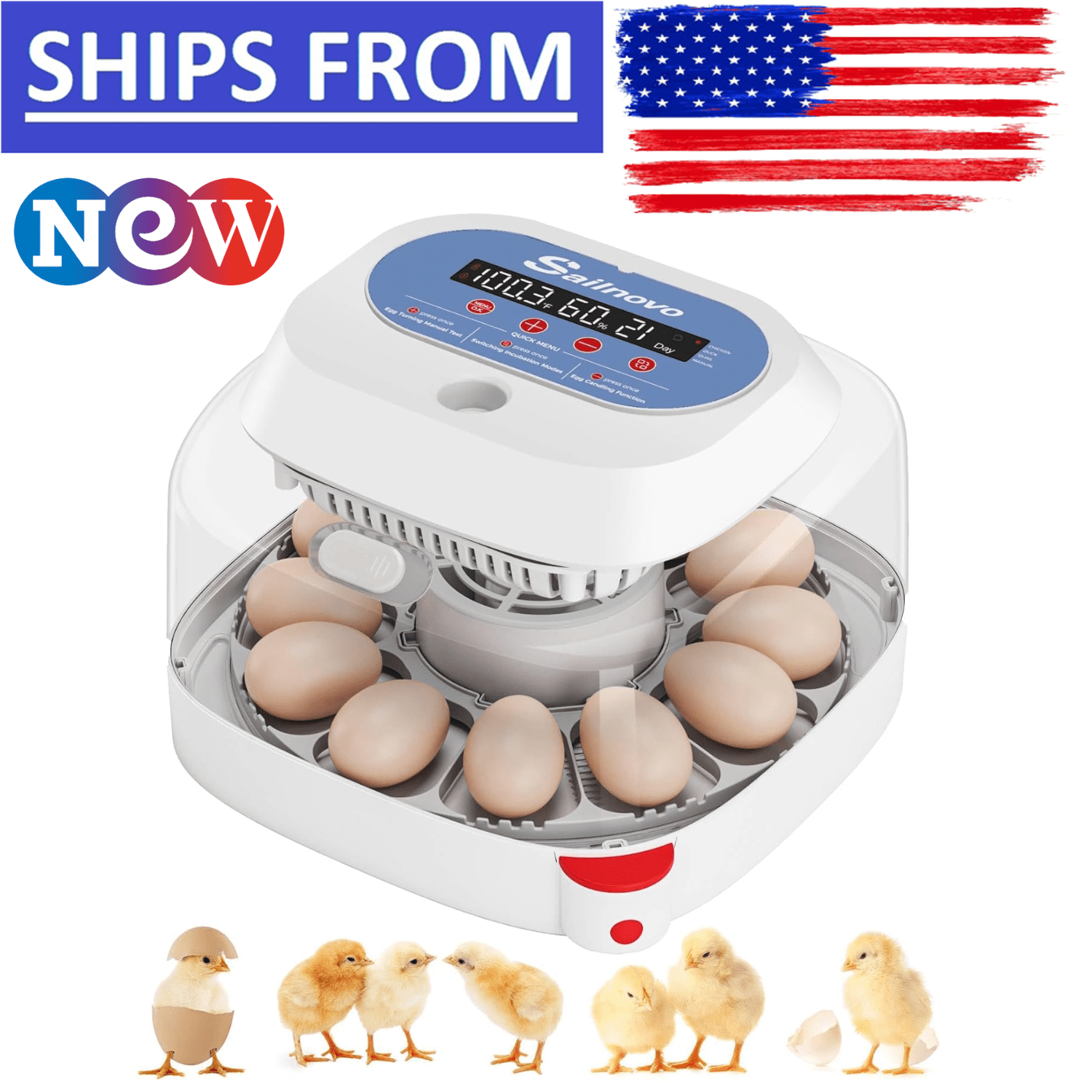 12 Egg Incubators for Hatching Eggs w/ 360° View Automatic Egg Turning ...
