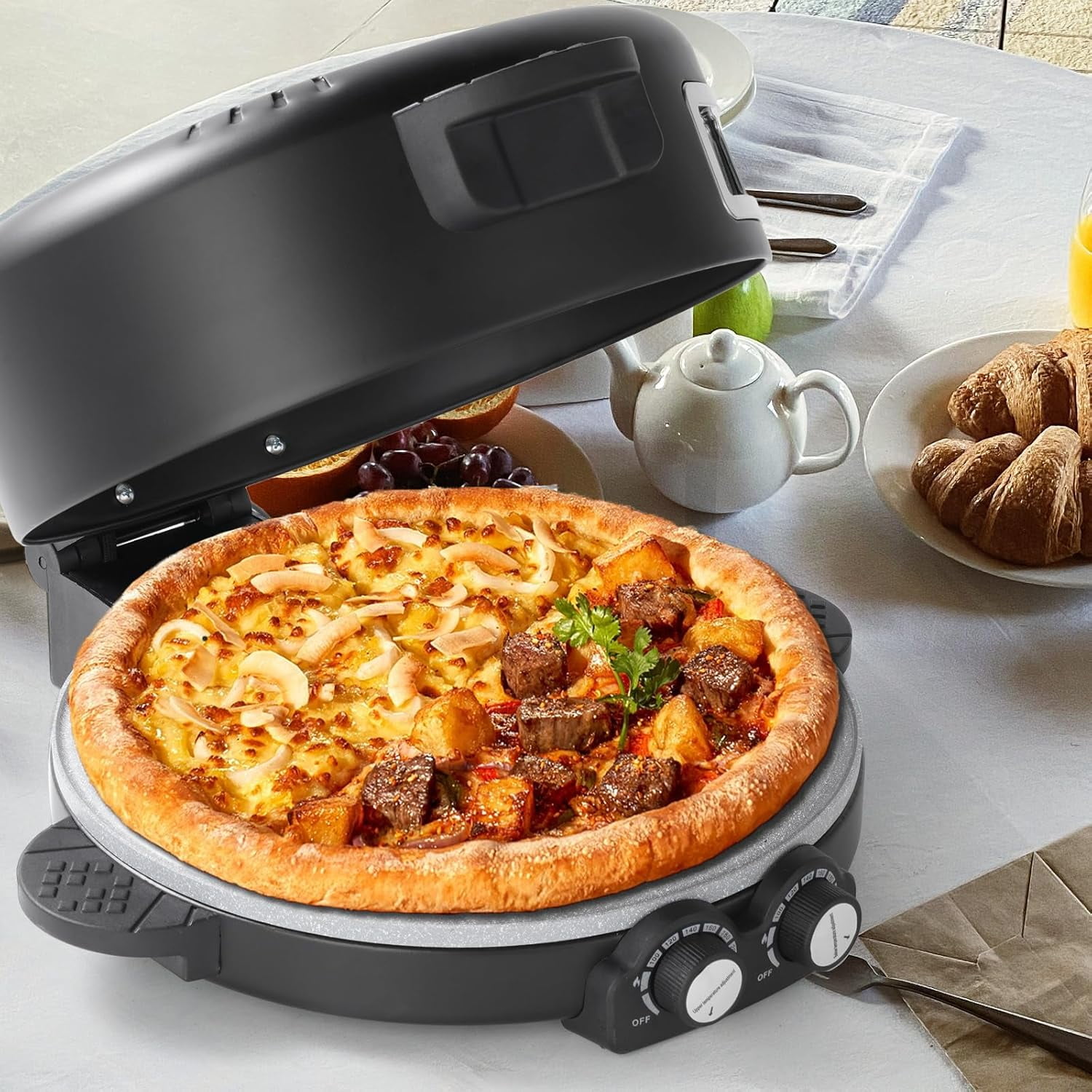 12" Electric Pizza Oven-Countertop Pizza Maker with Timer ...