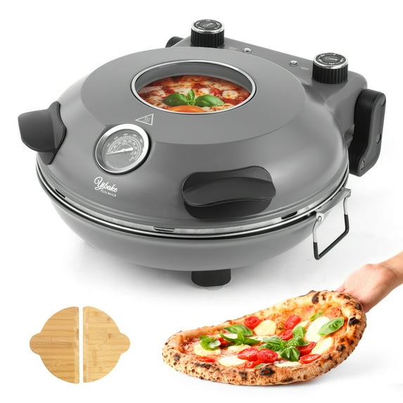 12" Electric Pizza Oven | Indoor Countertop Oven Pizza Maker, 1200W, 5-Min Crisp, Dual Knob ...