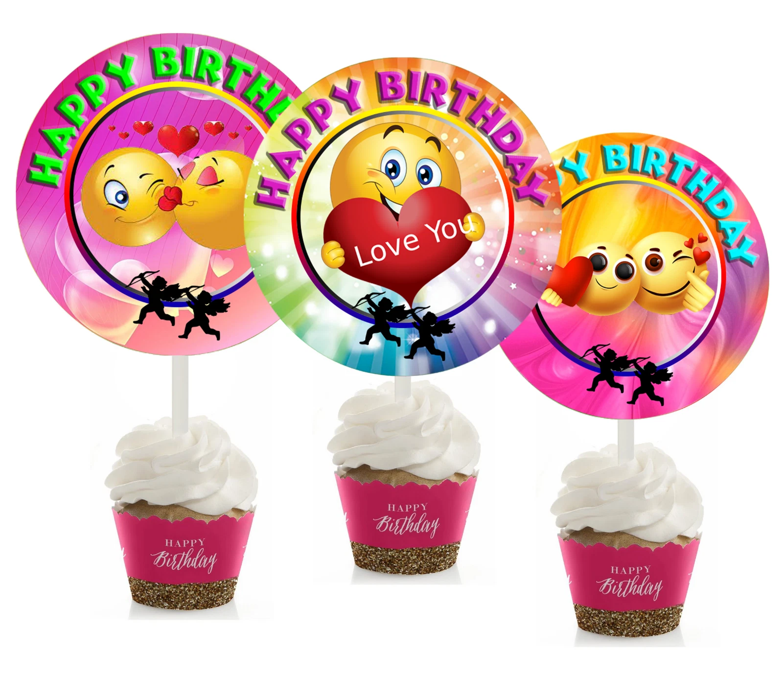 12 Emotion Cupcake Toppers For Birthday Party - Walmart.com