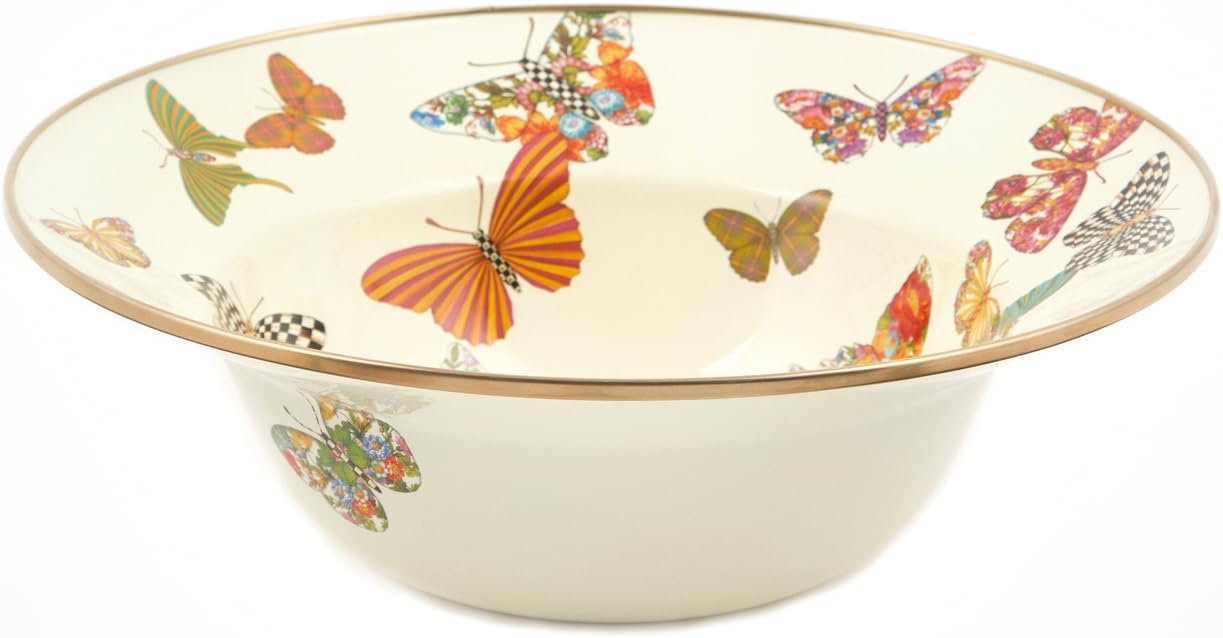 12" Enamel Serving Bowl - Butterfly Garden Design for Entertaining ...