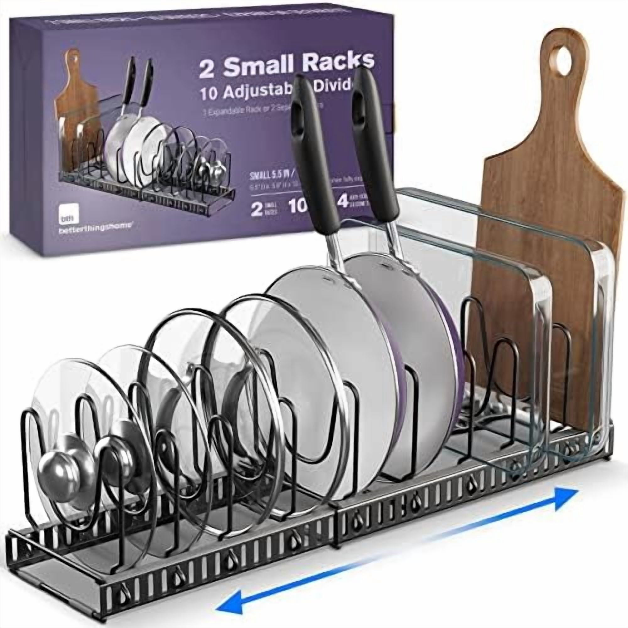 12+ Expandable Pan and Pot Lid Organizer Rack for Cabinet, Pot Lid ...
