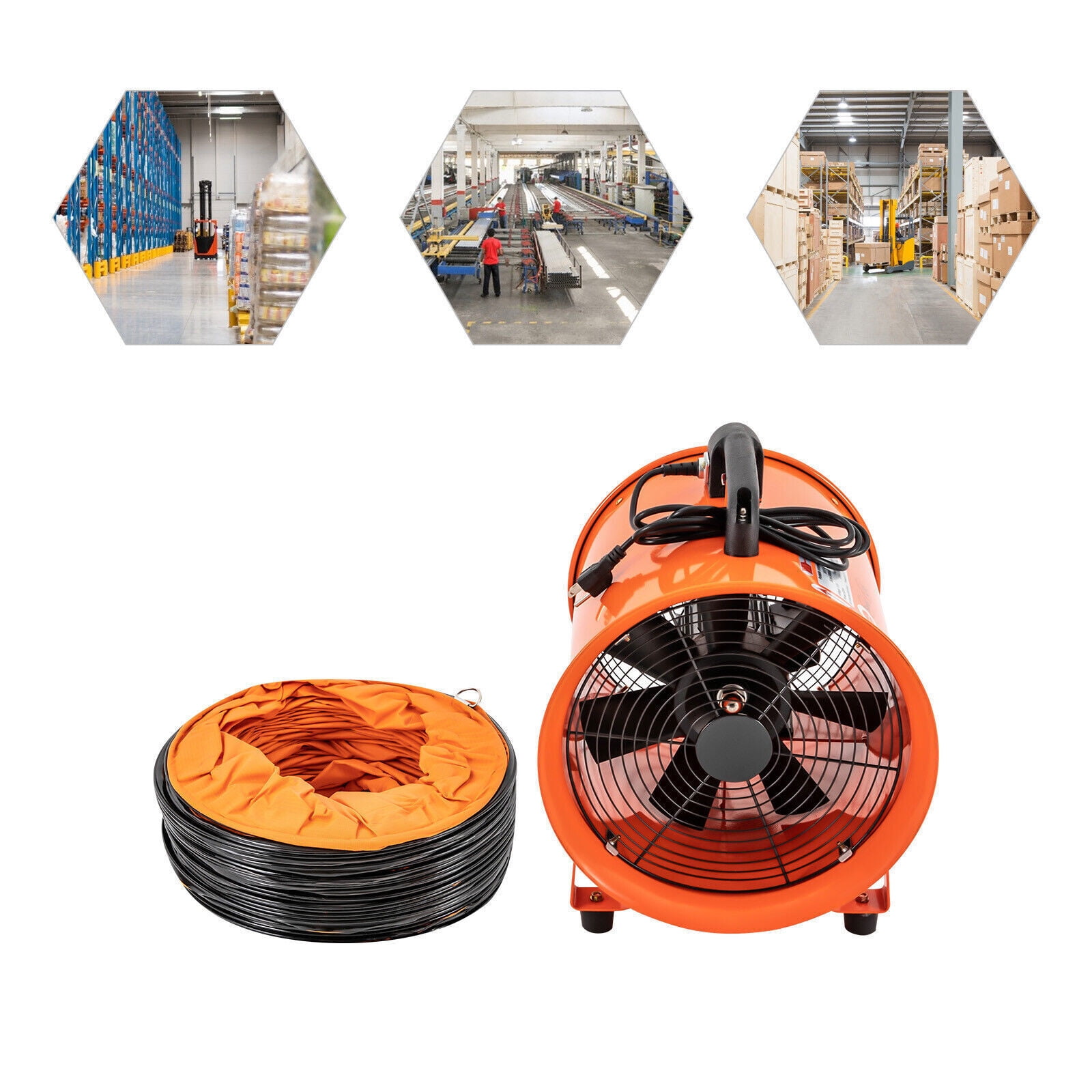 12'' Extractor Fan Blower 5m Duct Hose Electrical Rubber Feet exhaust ...