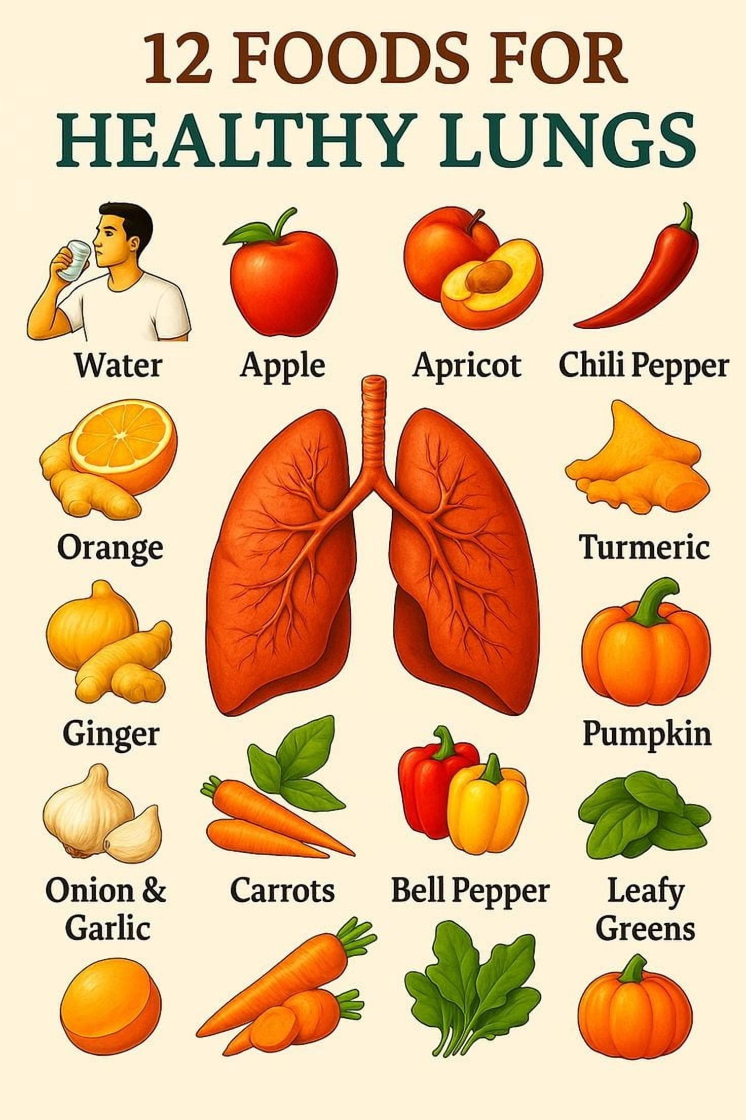12 FOODS FORHEALTHIY LUNGS Healthy nutrition checklist poster meal ...