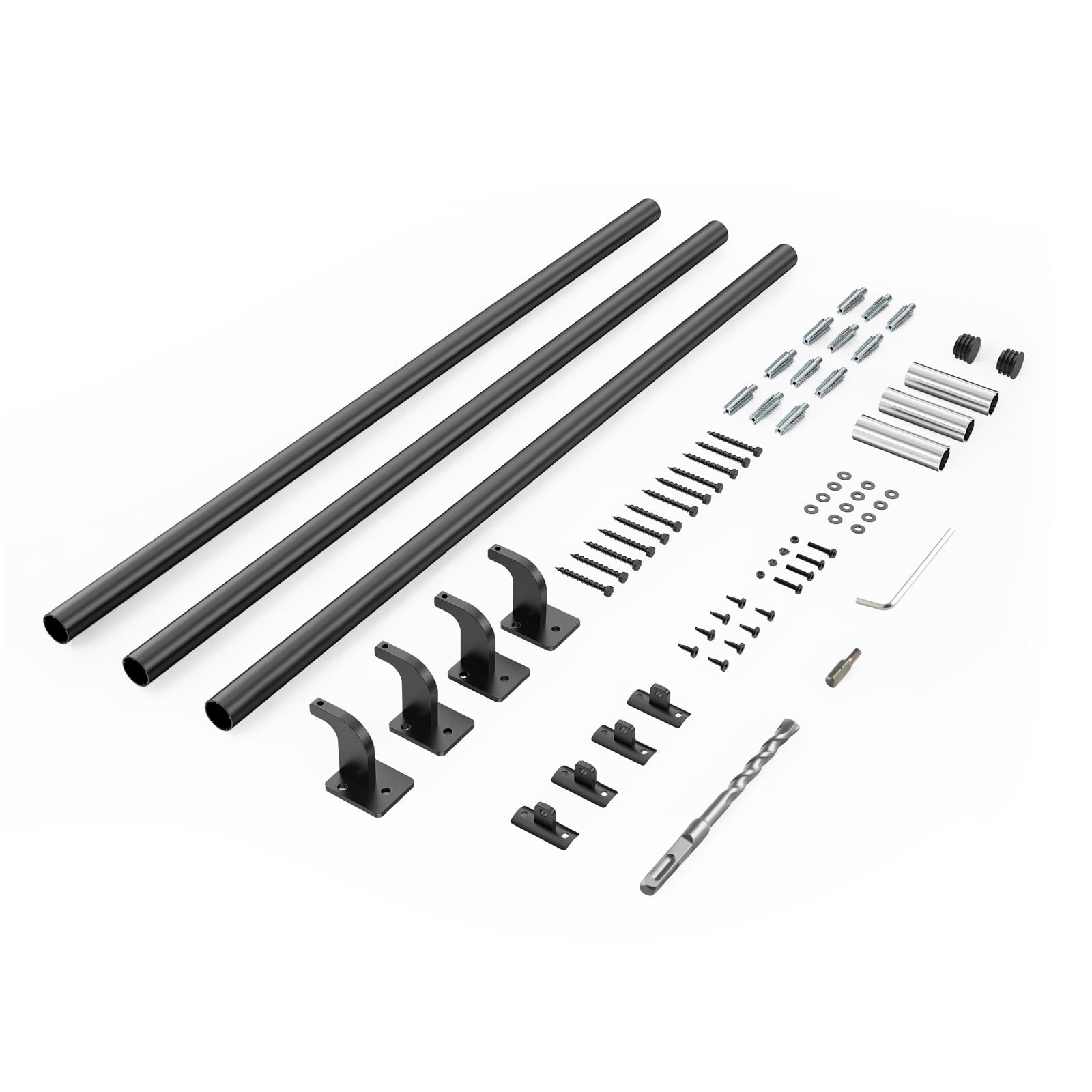 12 FT Black Galvanized Aluminum Pipe Wall Mount Industrial Stair ...