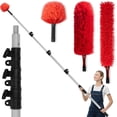 12 FT Cobweb Duster with Extension Pole, 20 FT High Ceiling Fan Cleaner ...