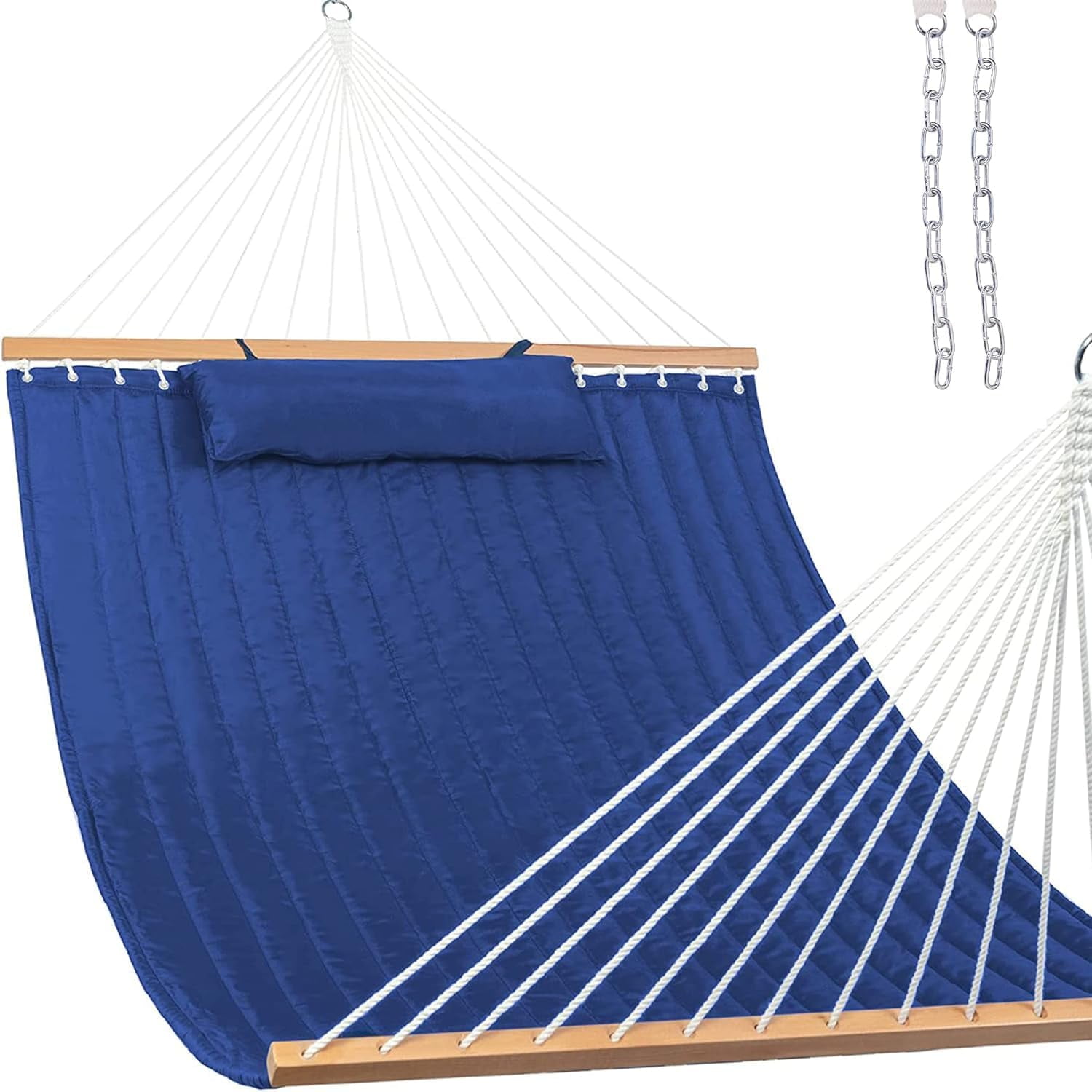 12 FT Double Quilted Fabric Hammock with Spreader Bar and Detachable ...