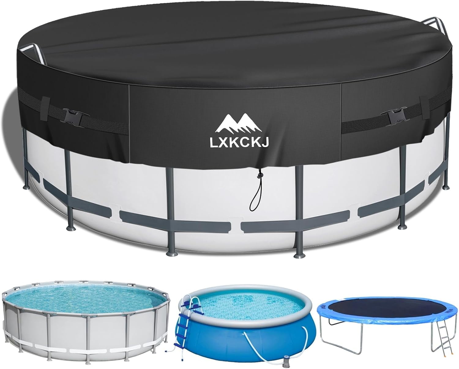12 FT Pool Cover with Above Ground Pool, Round Solar Pool Cover ...