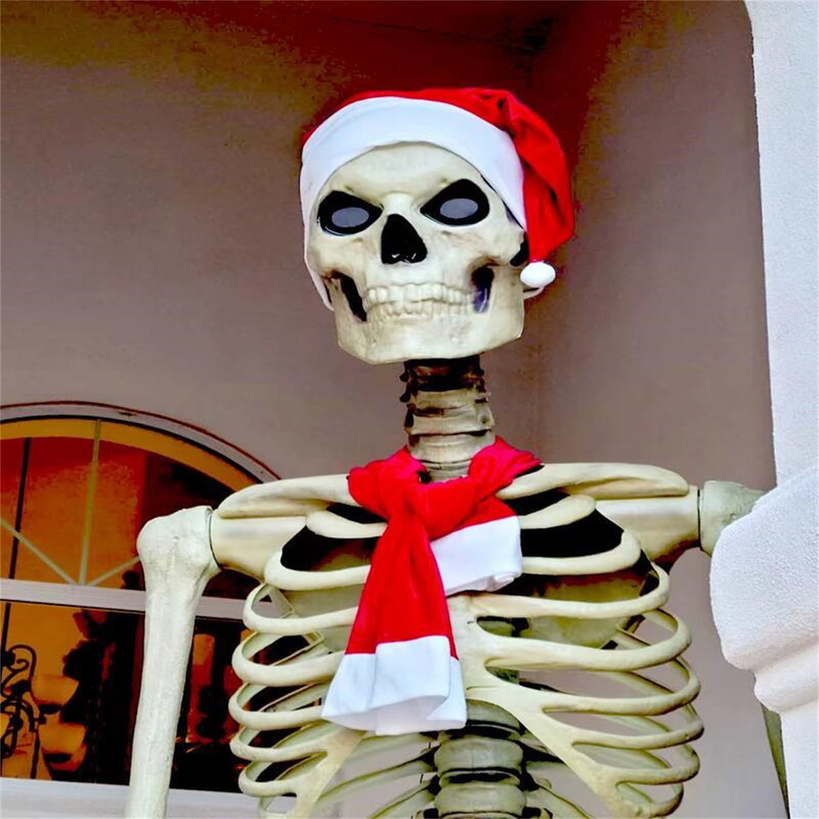 12 FT Skeleton Christmas Outfit - Santa Hat and Scarf Set Accessories ...