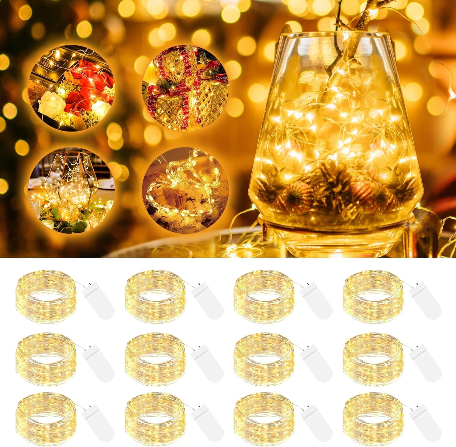 12 Fairy Lights Operated, 7ft 20LED Mini String Lights , Wire Firefly ...