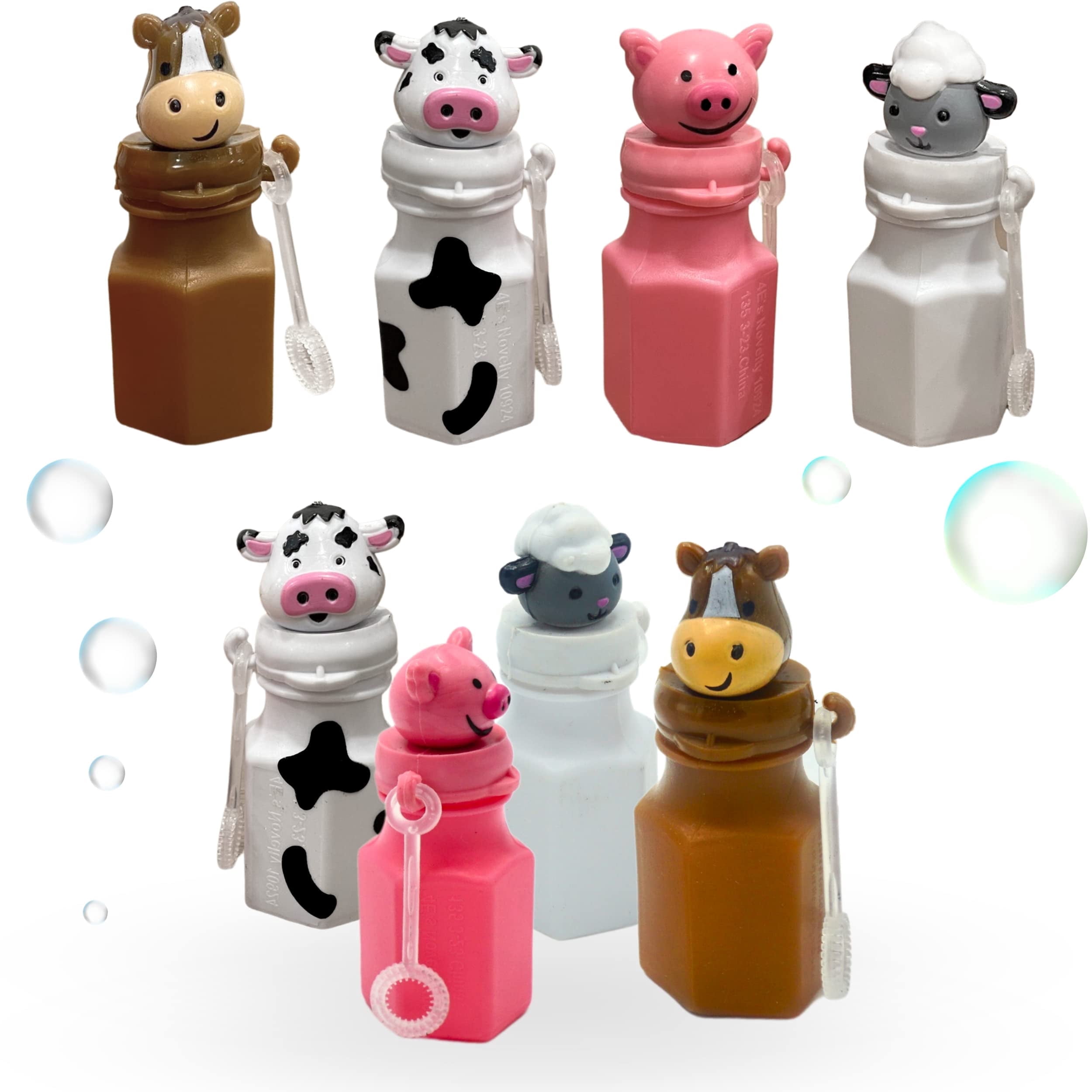 4E's Novelty 12 Pack Farm Animal Bubbles, Mini Barnyard Bubble Party ...