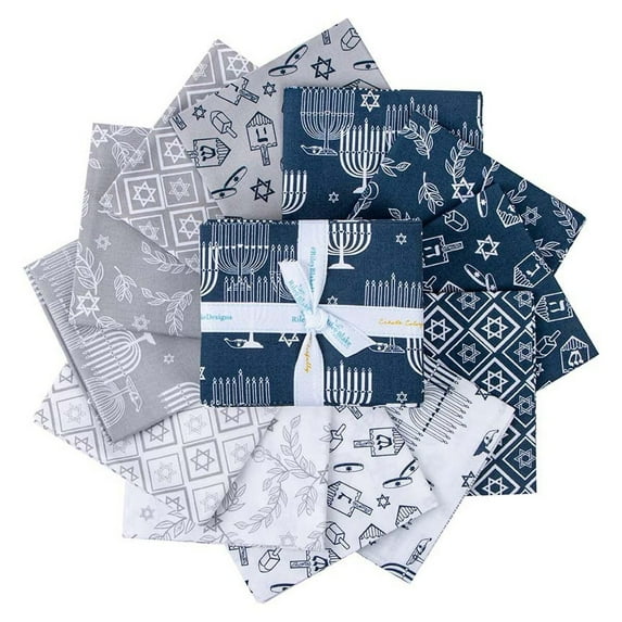 12 Fat Quarters - Assorted 8 Nights, 8 Lights Faith Fat Quarter Bundle ...