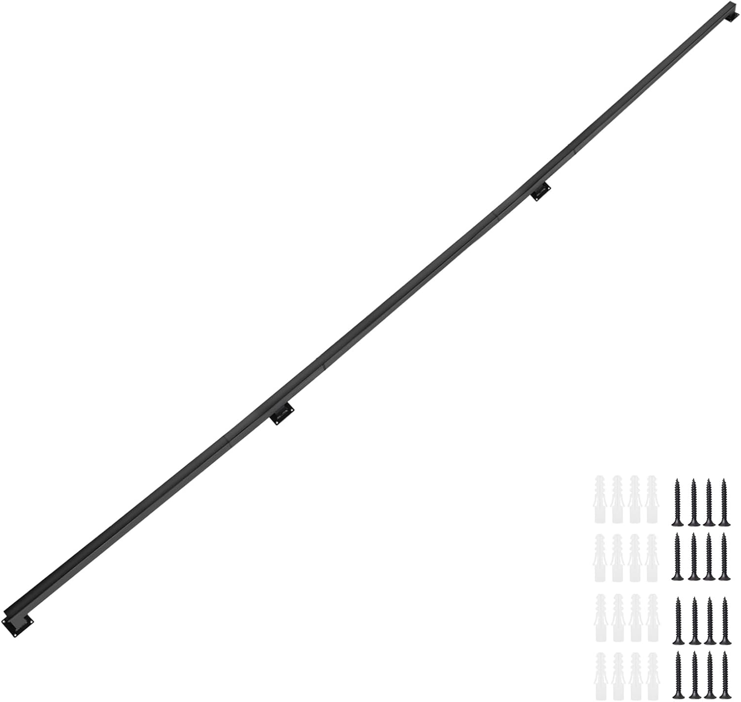 12 Feet Square Tube Handrail, Wall Mount Industrial Modern Staircase ...