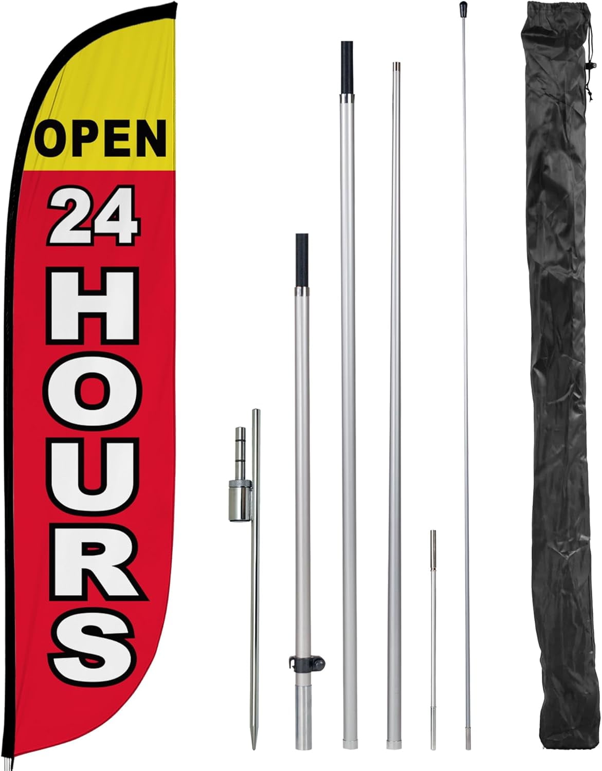 12 Feet Tall Feather Flag Pole Kit with Fiberglass Pole and Ground ...