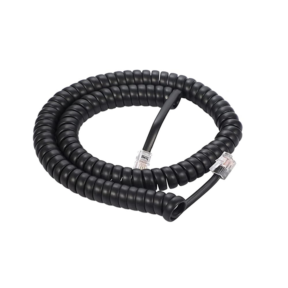 12 Feet Telephone Coiled Handset Cord, RJ22 (4P4C) Black - Walmart.com