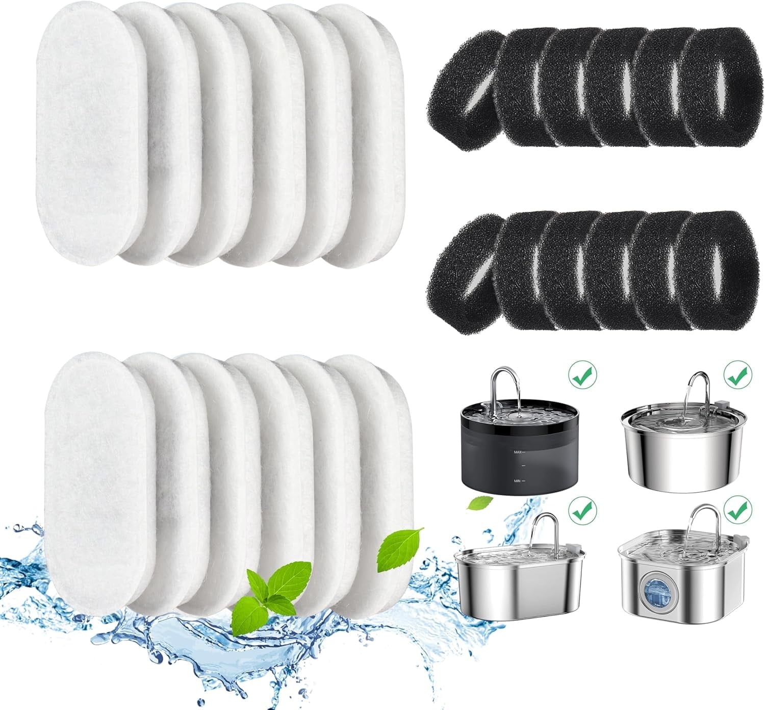Cat Water Fountain Filters, Cat Fountain Replacement Filters for 67oz ...